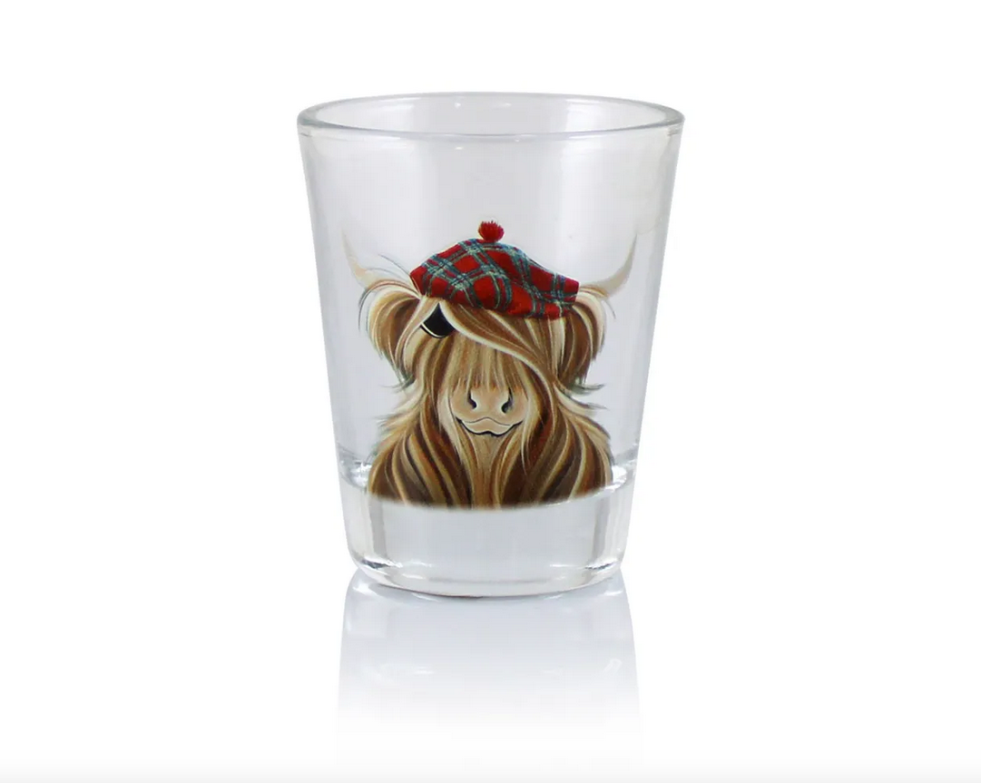 Highland Cow With Bonnet Shot Glass – Kilts Wi Hae Ltd
