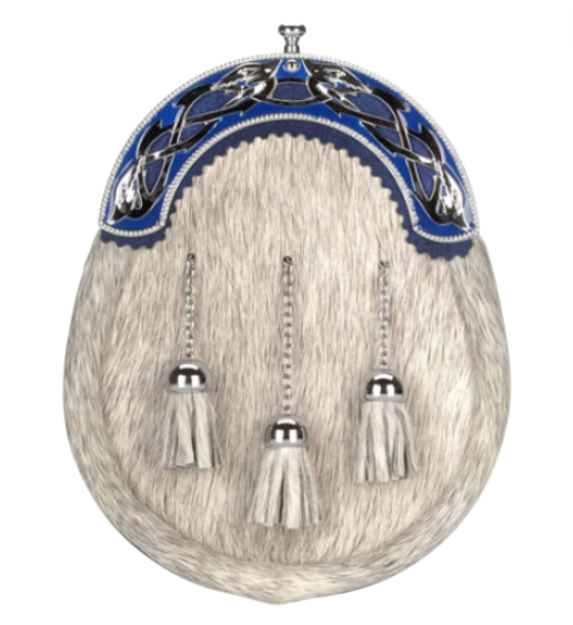 Chrome & Blue Serpent on Grey Pony Sporran – Kilts Wi Hae Ltd