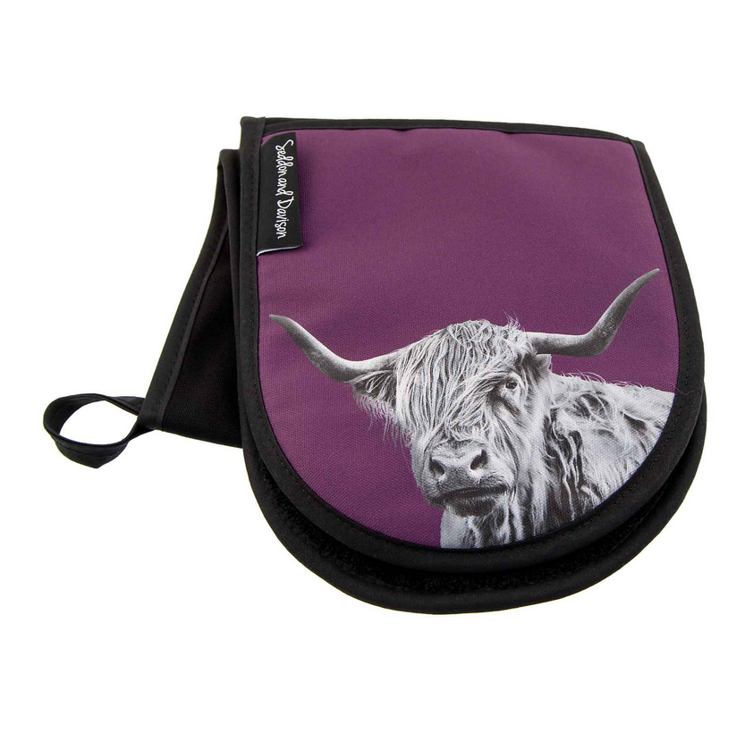 Seddon & Davison Colourful Cotton Scottish Highland Cow Double Oven Gl ...