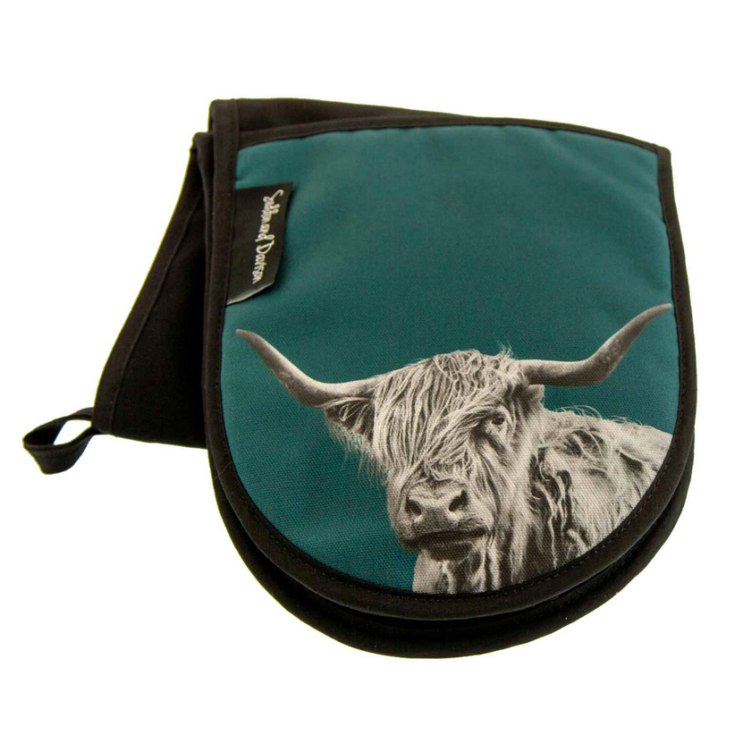Seddon & Davison Colourful Cotton Scottish Highland Cow Double Oven Gl ...